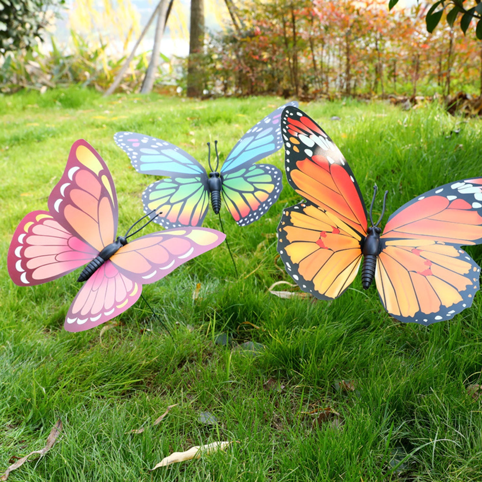 Butterfly Stakes,Decorative Garden Stakes,3D Colorful Double Wings with ...