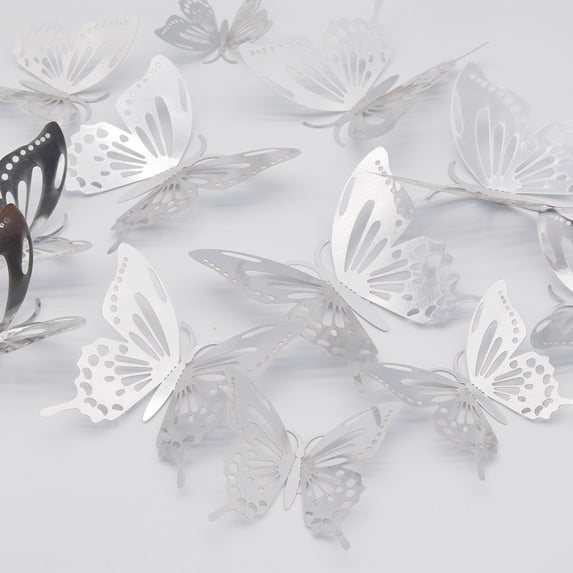 Butterfly Stick Backsplash For Kitchen, Plastic Silver Wall Sticker ...