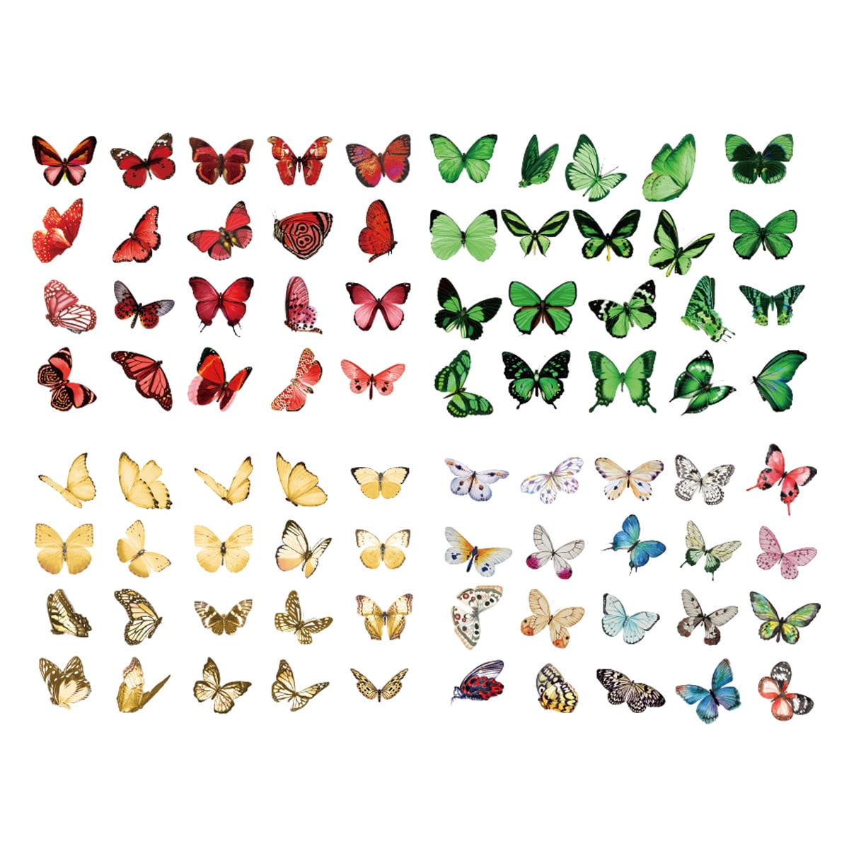 Butterfly Sticker Set (160 pieces) Transparent Color Butterfly Resin ...