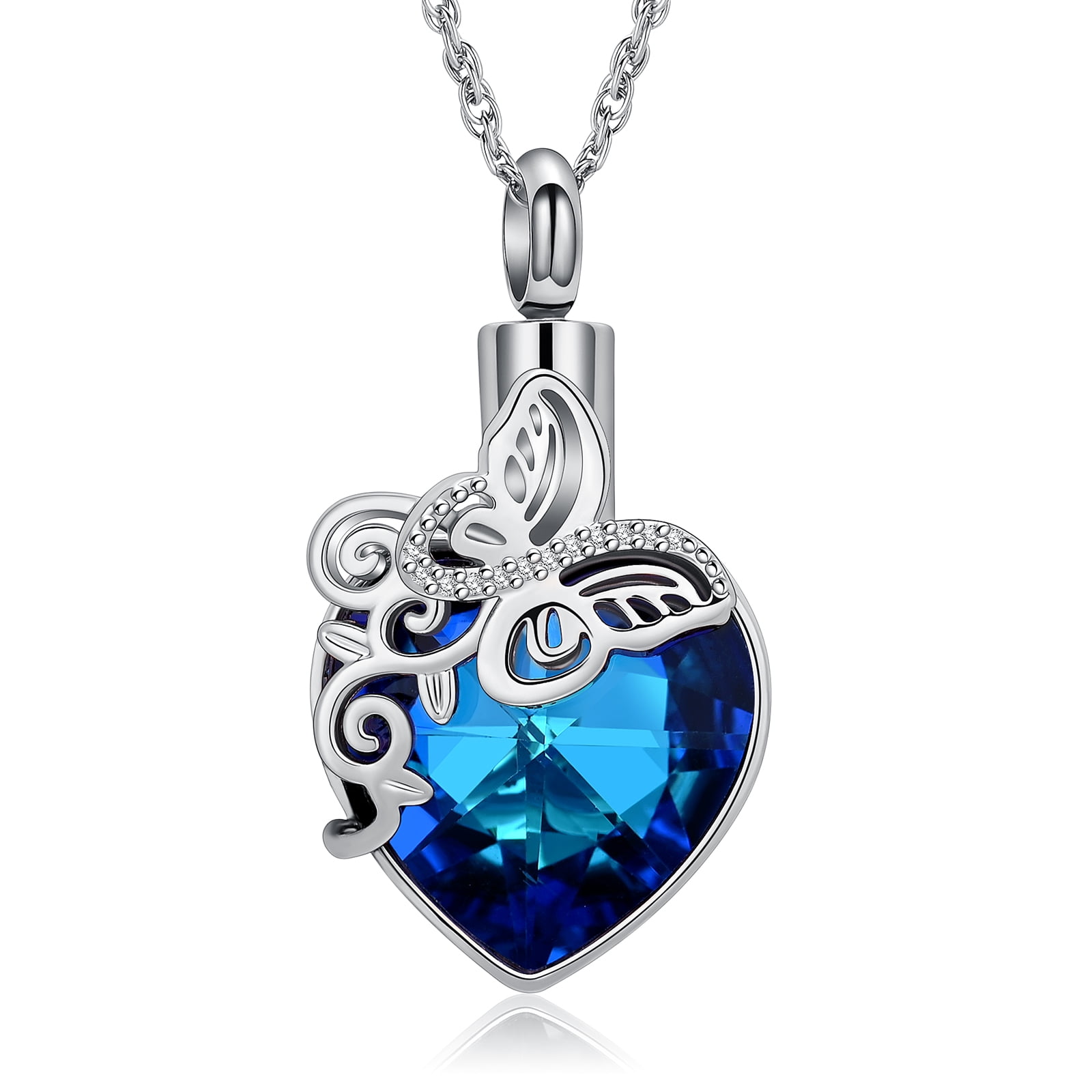 Butterfly Stone Heart Urn Pendant Cremation Jewelry for Ashes Keepsake ...