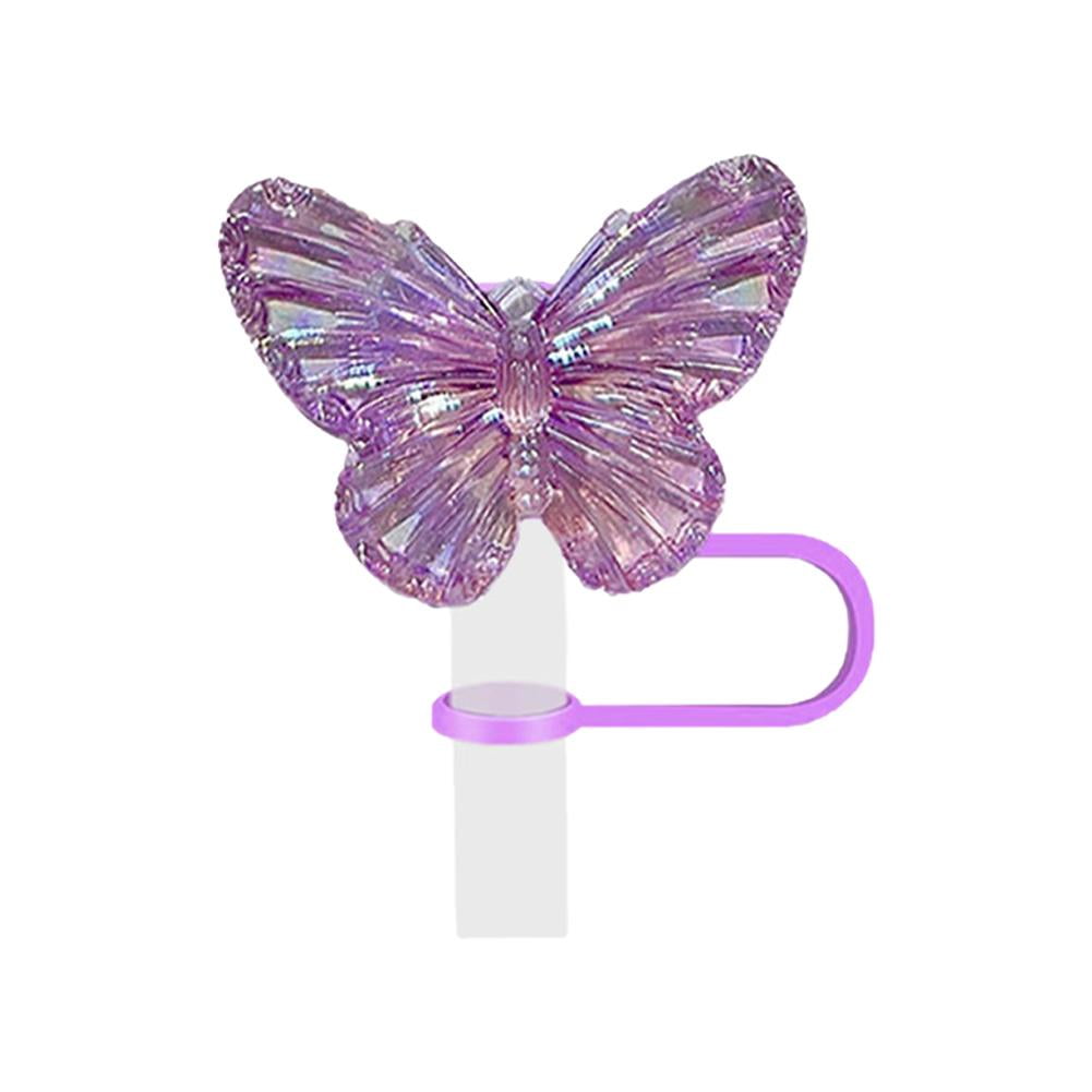 Butterfly Straw Set - Resin and Silicone, 10mm, Assorted Colors ...