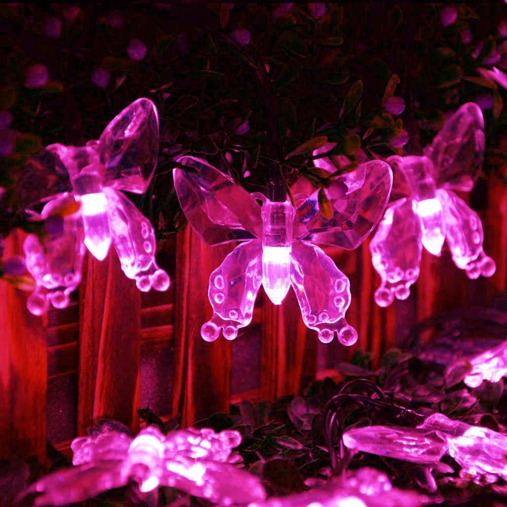 Butterfly String Lights,Waterproof 4.8M/16FT 20LED Butterfly Solar Lamp ...