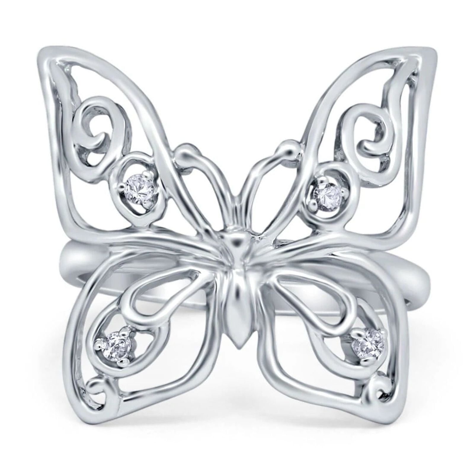 Butterfly Style Diamond Ring, Art Deco Openwork Filigree Engagement ...