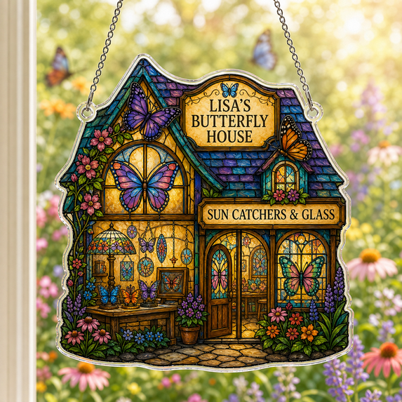 Butterfly Suncatcher Acrylic Window Hanging with Stained Glass Look for ...