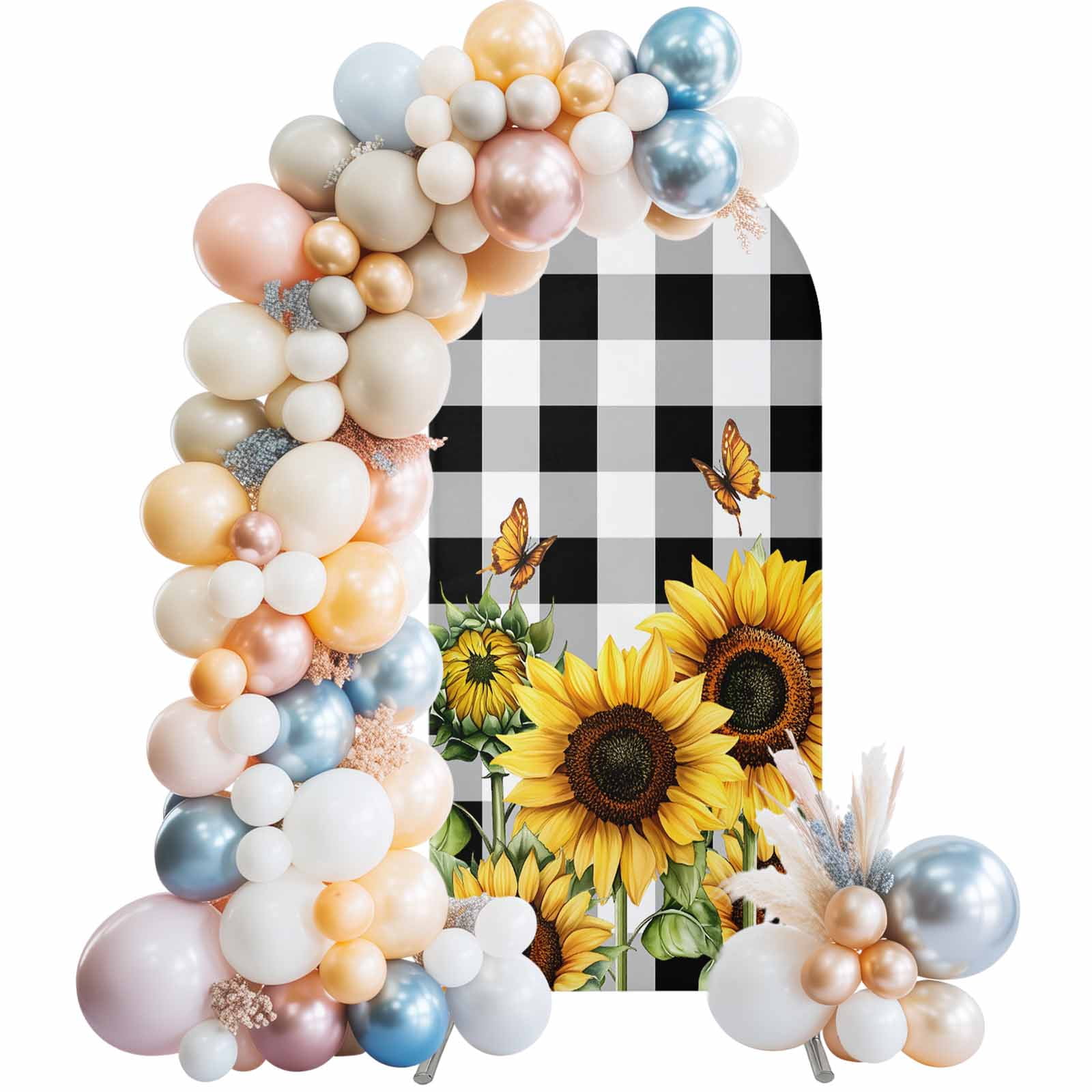 Butterfly Sunflower Arch Backdrop Cover 6 FT Pastoral Flower Black ...