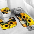 Butterfly Sunflower Bathroom Rug Set Black Background Rustic Wooden ...