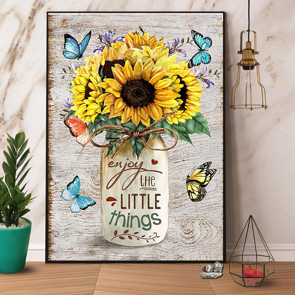 Butterfly Sunflower Enjoy The Little Things Paper Poster No Frame Matte ...