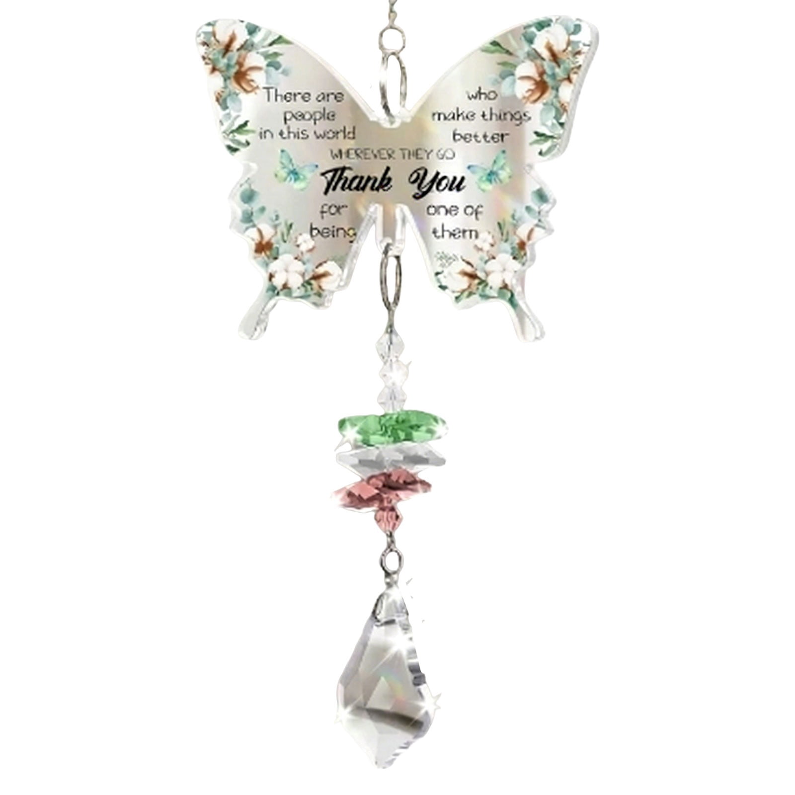 Butterfly Sunflower Hanging Ornament, Acrylic Crystal Wind Chime for ...