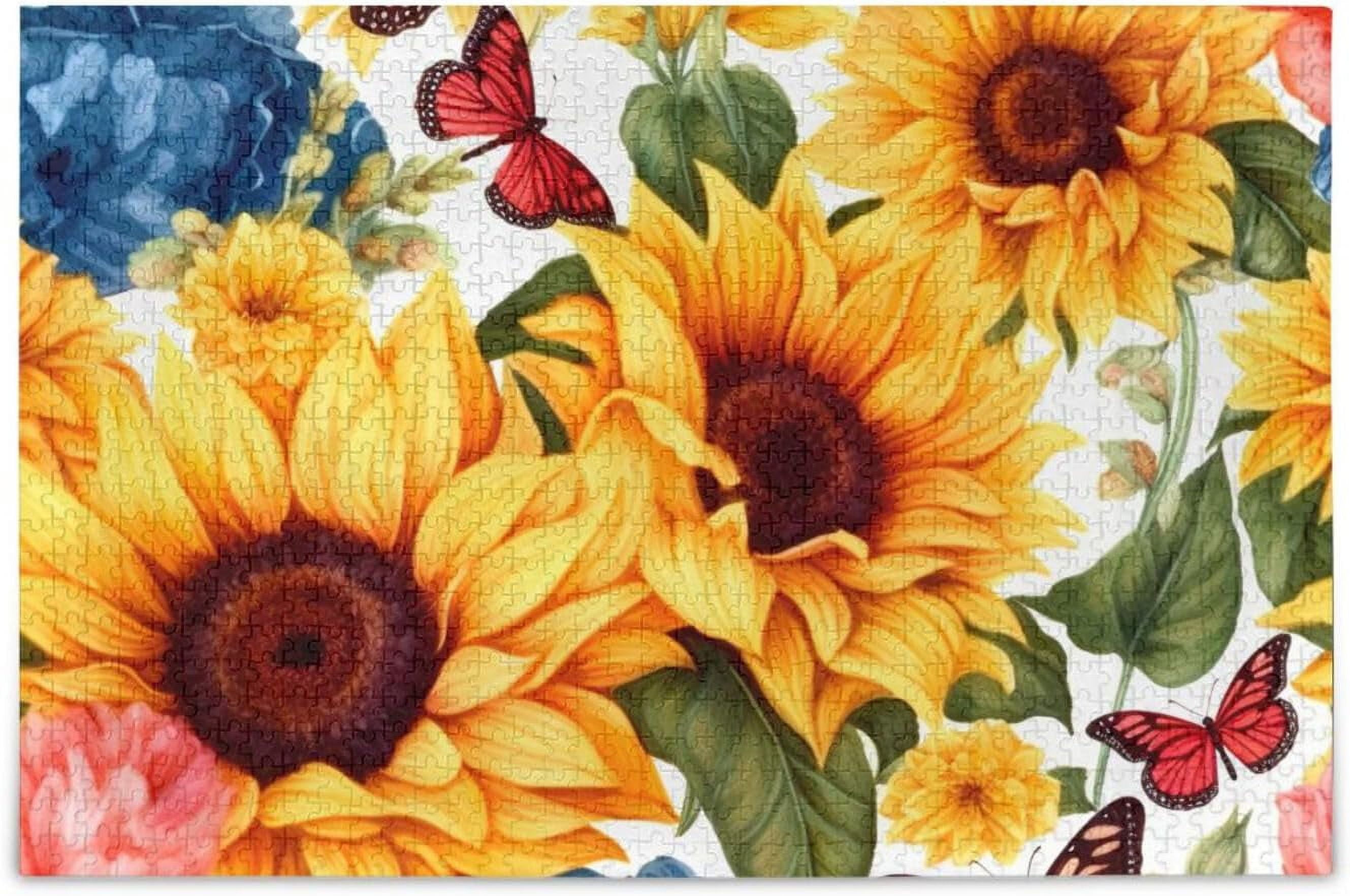 Butterfly Sunflower Puzzle 500 Pieces - Wooden Jigsaw Puzzles for ...