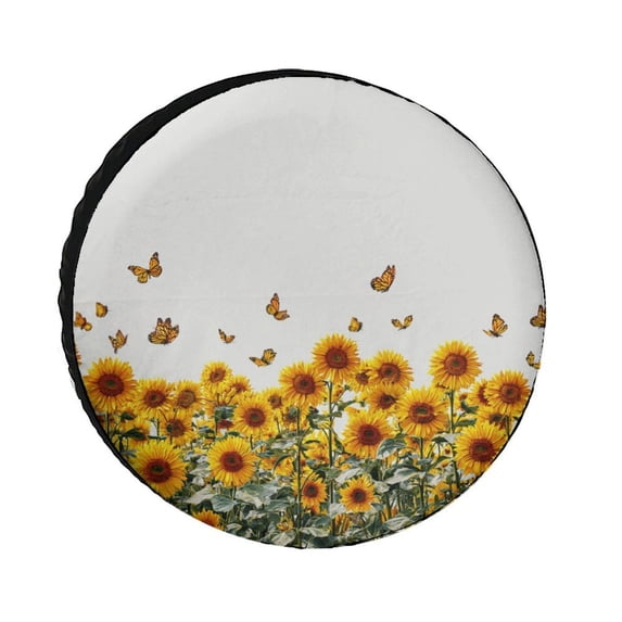 Butterfly Sunflower Spare Tire Cover Vintage Flowers Sunflower ...