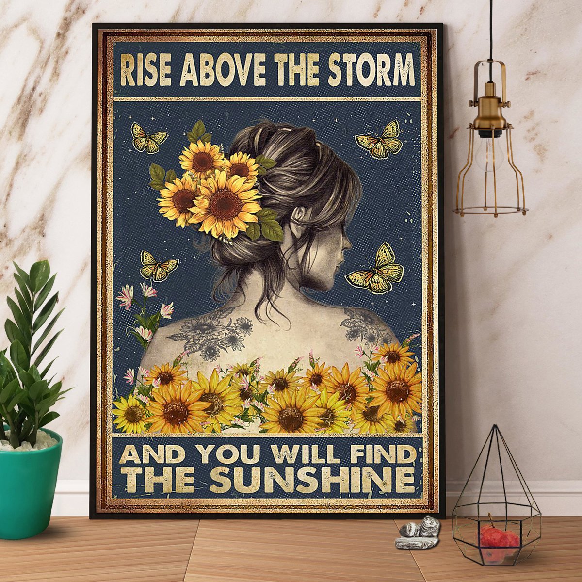 Butterfly Sunflower Tattoo Girl Rise Above The Storm Paper Poster No ...