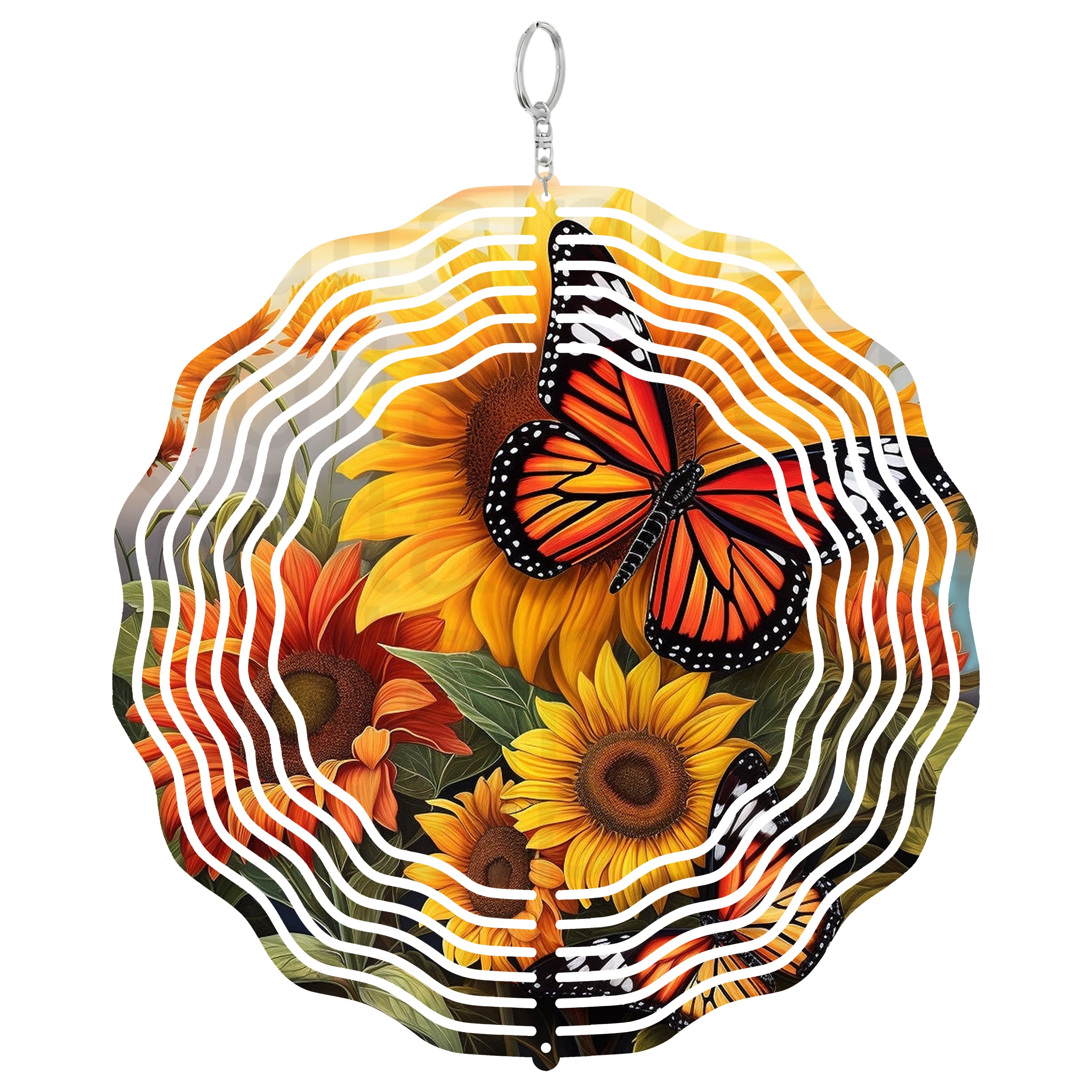 Butterfly Sunflower Wind Spinner Metal Outdoor Decor Vibrant Garden ...