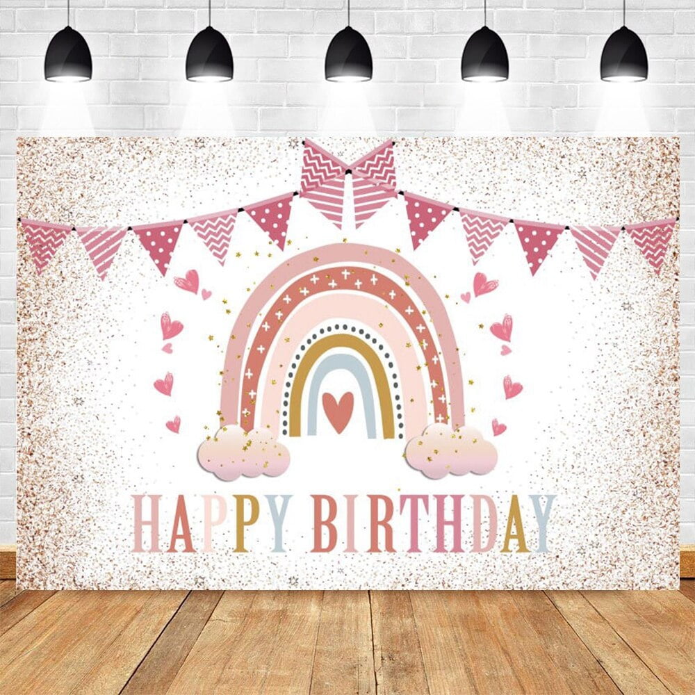 Butterfly Swan Rainbow Flower Boho Backdrop Newborn Baby Shower ss Girl ...