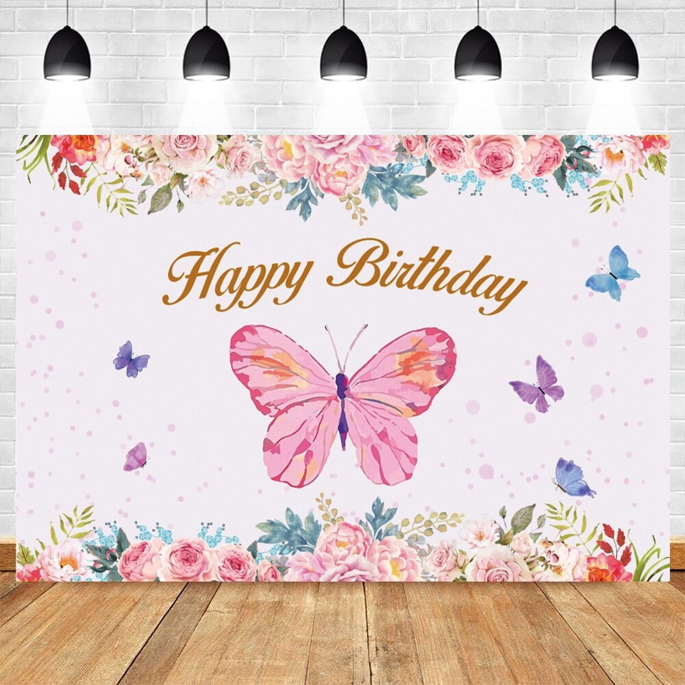 Butterfly Swan Rainbow Flower Boho Backdrop Newborn Baby Shower ss Girl ...