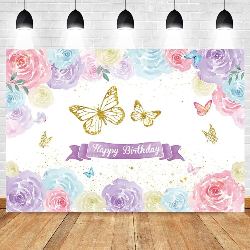 Butterfly Swan Rainbow Flower Boho Backdrop Newborn Baby Shower ss Girl ...