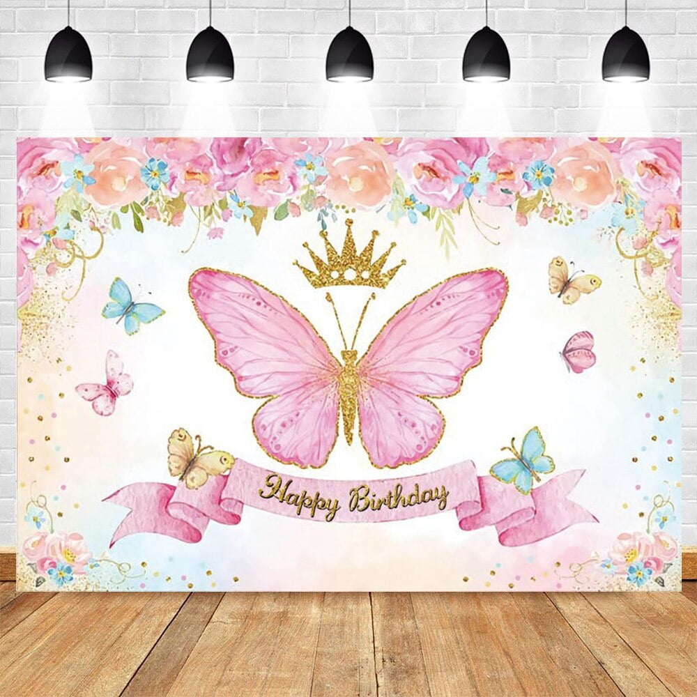 Butterfly Swan Rainbow Flower Boho Backdrop Newborn Baby Shower ss Girl ...