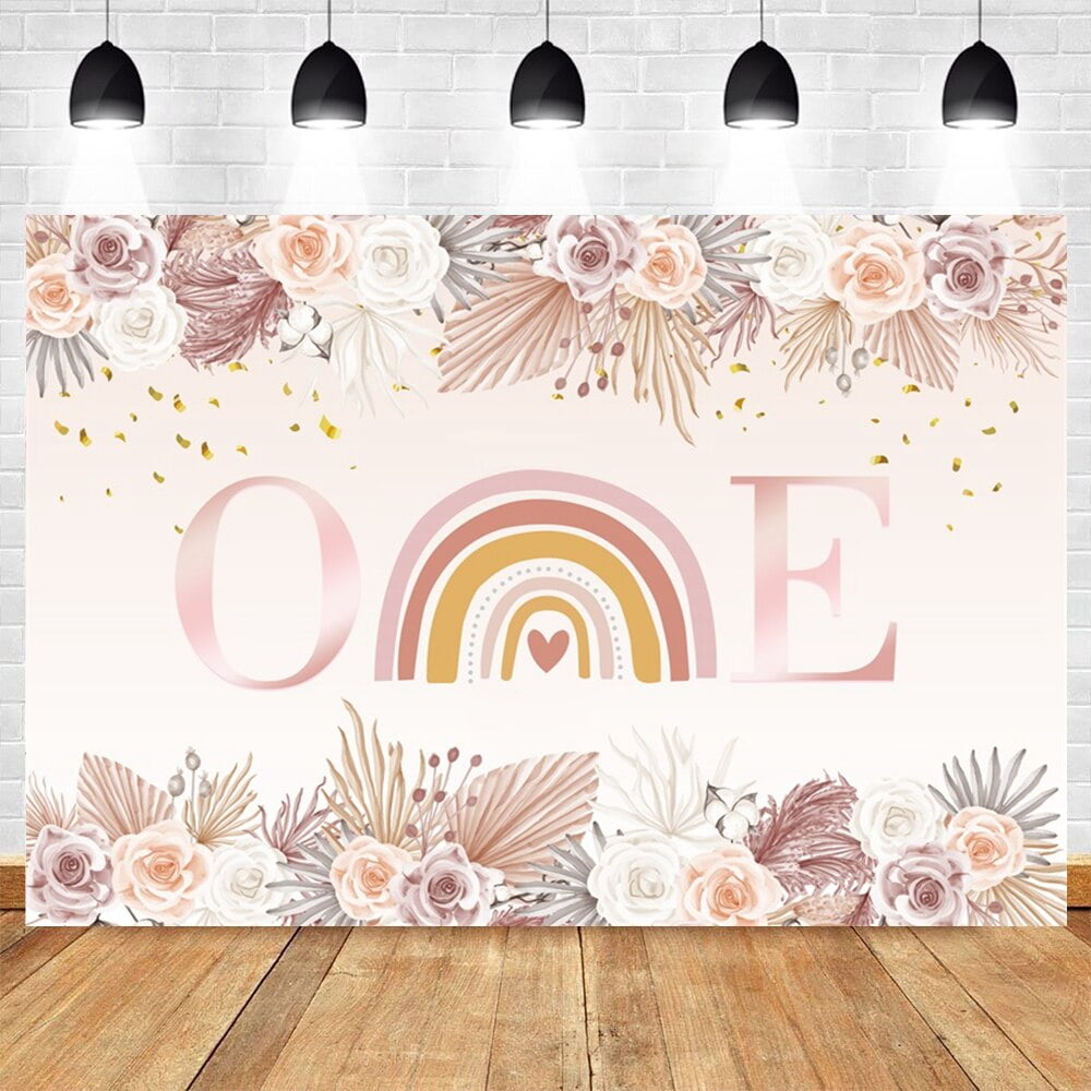 Butterfly Swan Rainbow Flower Boho Backdrop Newborn Baby Shower ss Girl ...