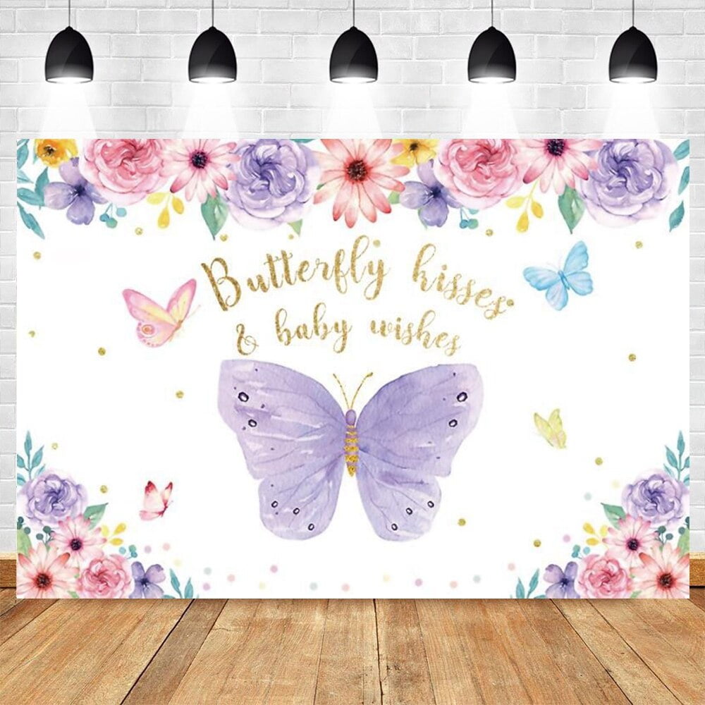 Butterfly Swan Rainbow Flower Boho Backdrop Newborn Baby Shower ss Girl ...