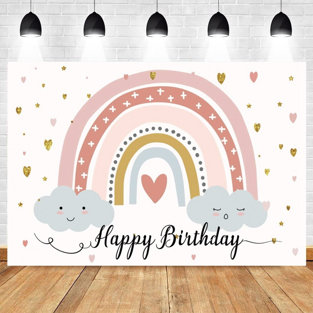 Butterfly Swan Rainbow Flower Boho Backdrop Newborn Baby Shower ss Girl ...