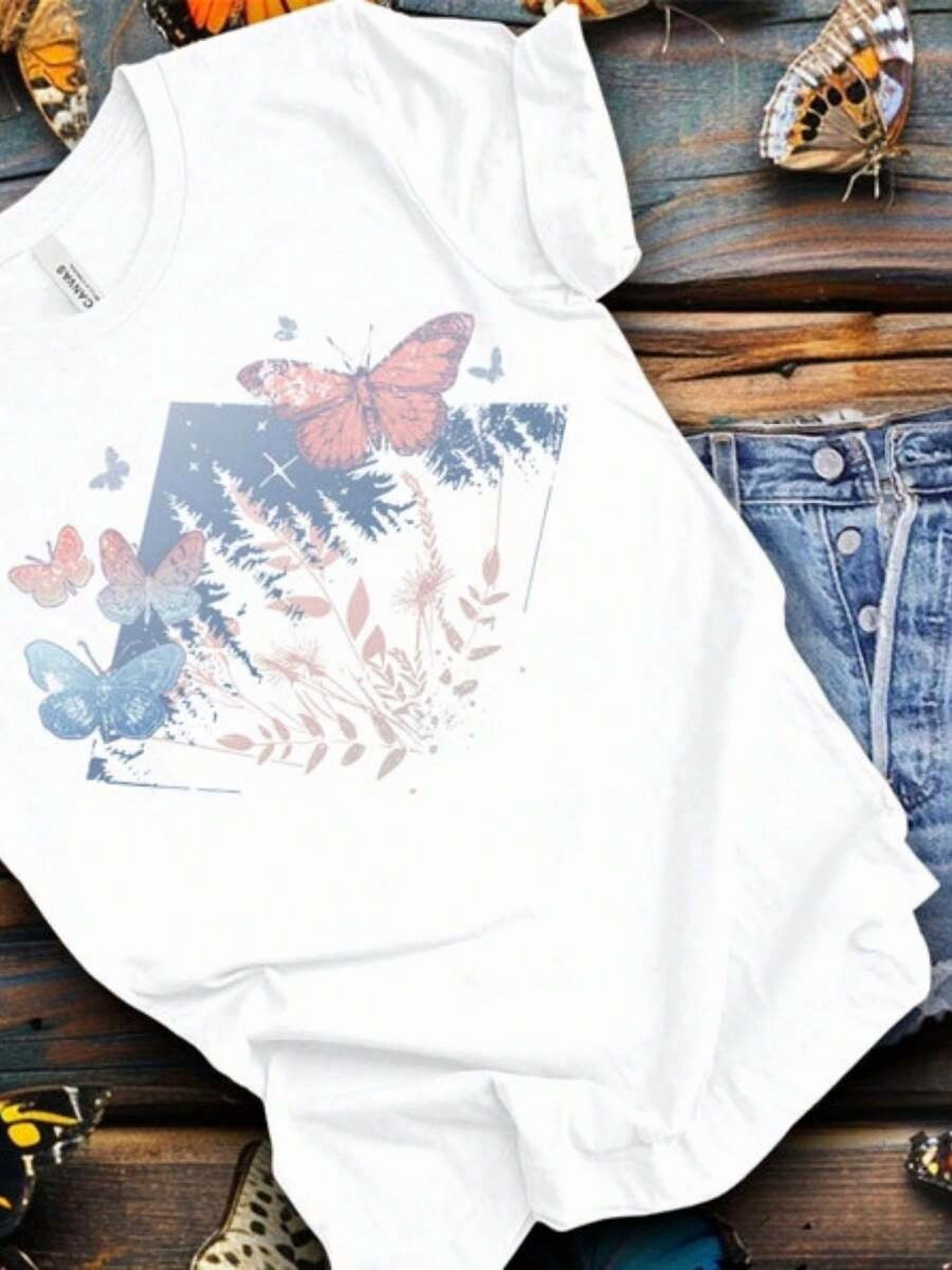 Butterfly T-Shirt, Insect Lover Shirt, Nature Tee, Garden Top, Short ...