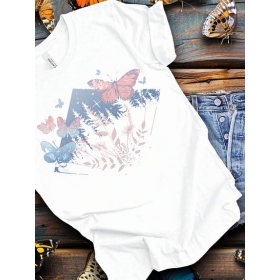 Butterfly T-Shirt, Insect Lover Shirt, Nature Tee, Garden Top, Short ...