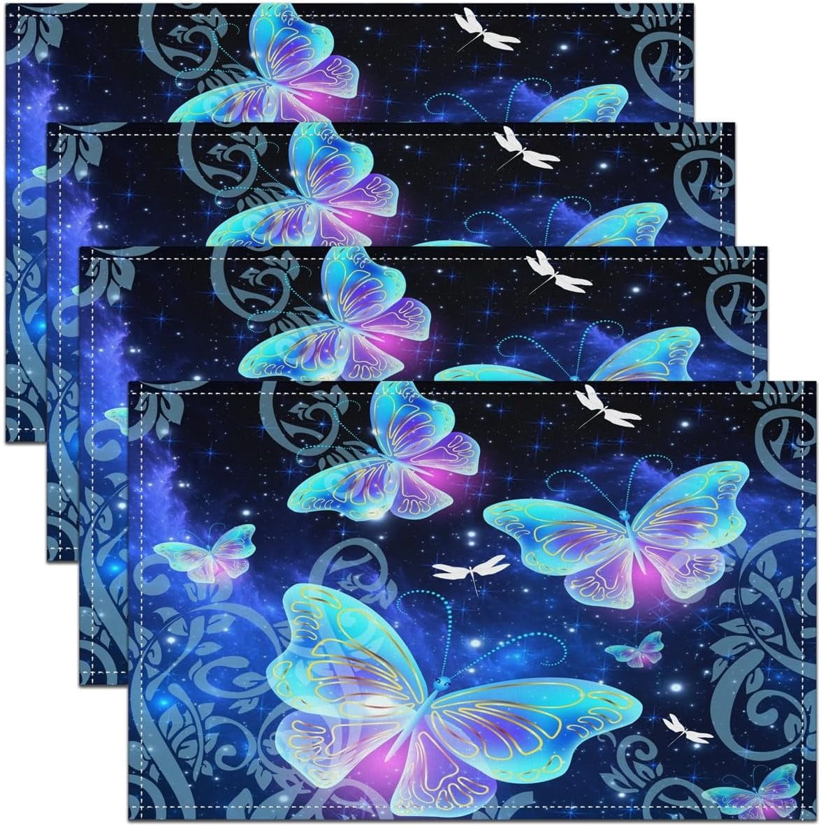 Butterfly Table Place Mats Blue Butterfly Table Place Mats Set Galaxy ...