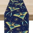 Butterfly Table Runner, Astrology Mystical Golden Moth Retro Starlit ...
