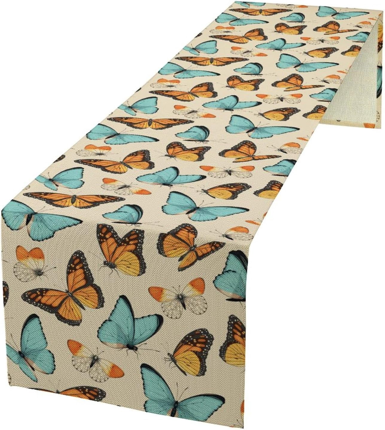 Butterfly Table Runner Blue and Orange Butterflies Pattern Table Runner ...