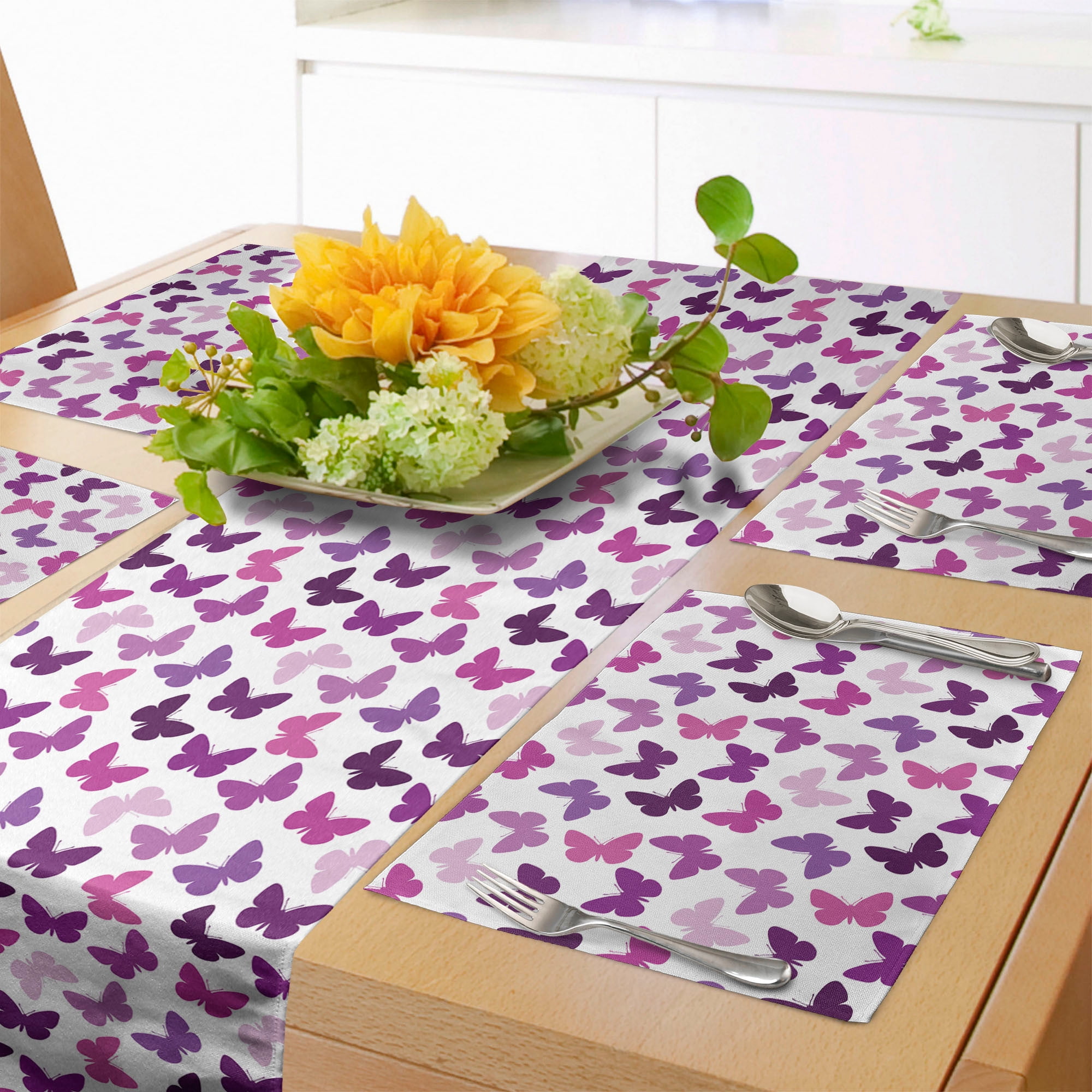 Butterfly Table Runner & Placemats, Abstract Retro Butterfly ...