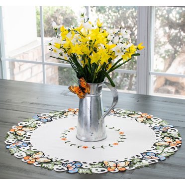 Delft Blue Onion Flower on Ivory (23" / 33" Round and Square Topper ...