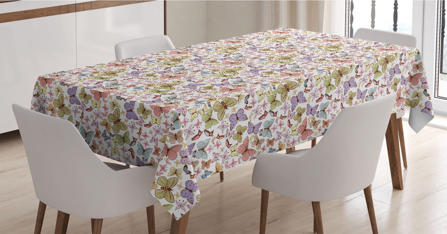 Butterfly Tablecloth, Different Types of Butterflies in Doodle Style ...
