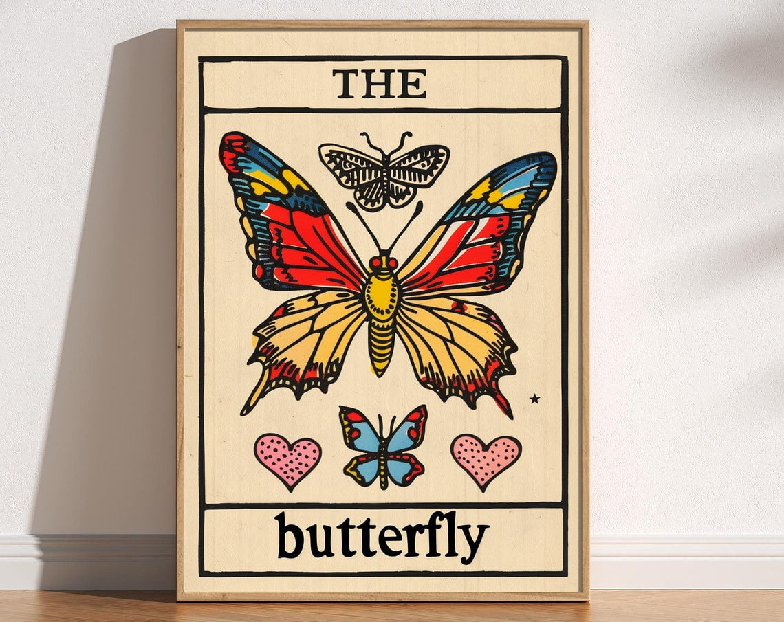 The Butterfly Tarot Card Print, Mystical Celestial Nature Art, Fun ...