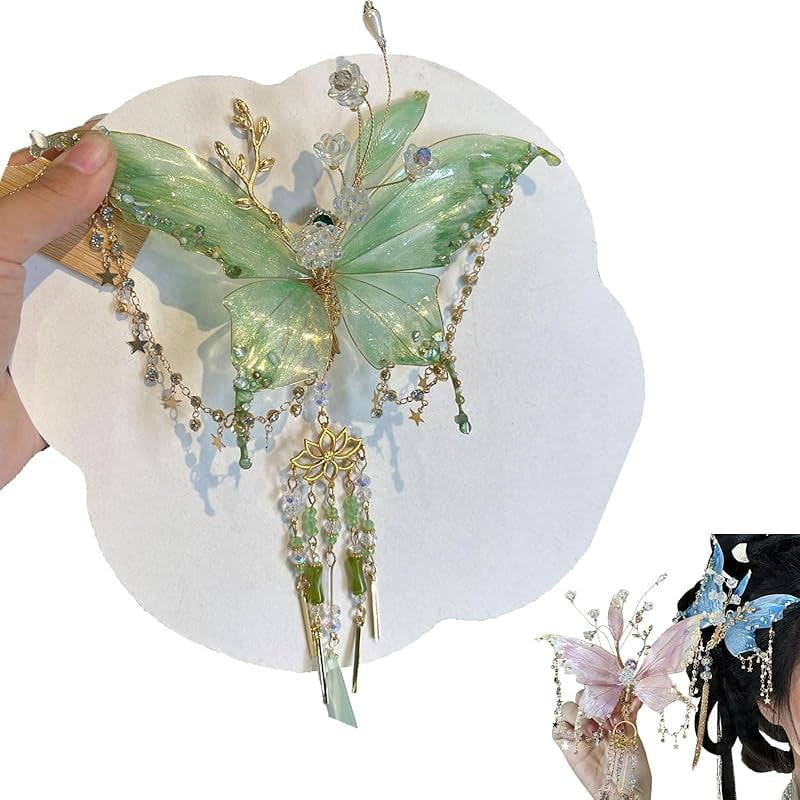 Butterfly Tears Tassel Hair Clip, Large Fairy Wing Hairs Clips, 3D ...
