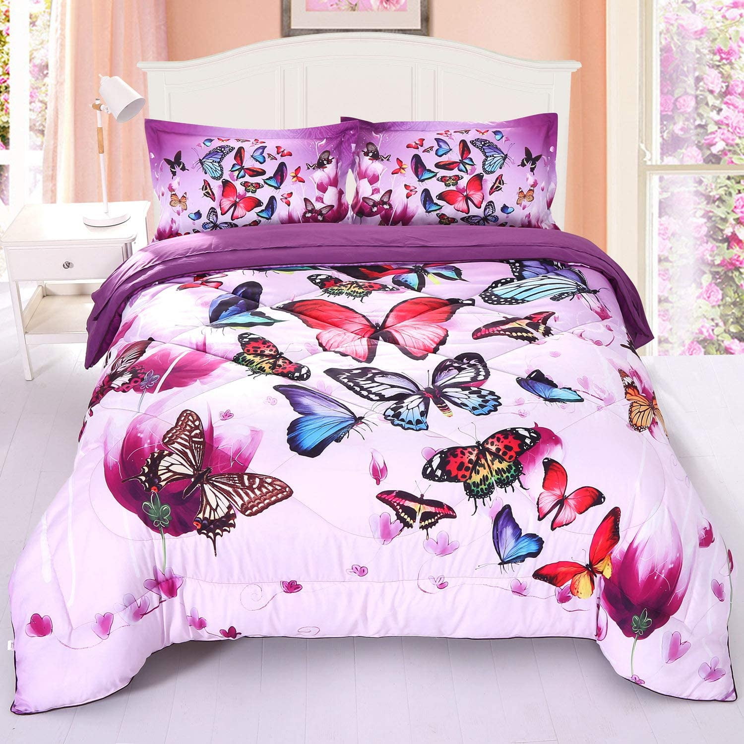 Butterfly Teen Bedding Sets for Girls Full Size 5 Piece Butterfly ...