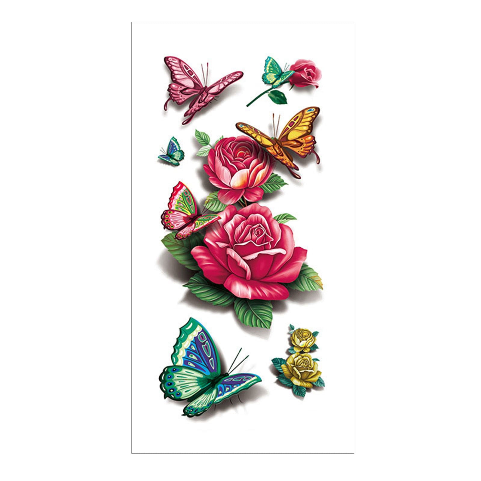 Butterfly Temporary Tattoo 3D Stickers Tattoo Butterflies And Flowers ...