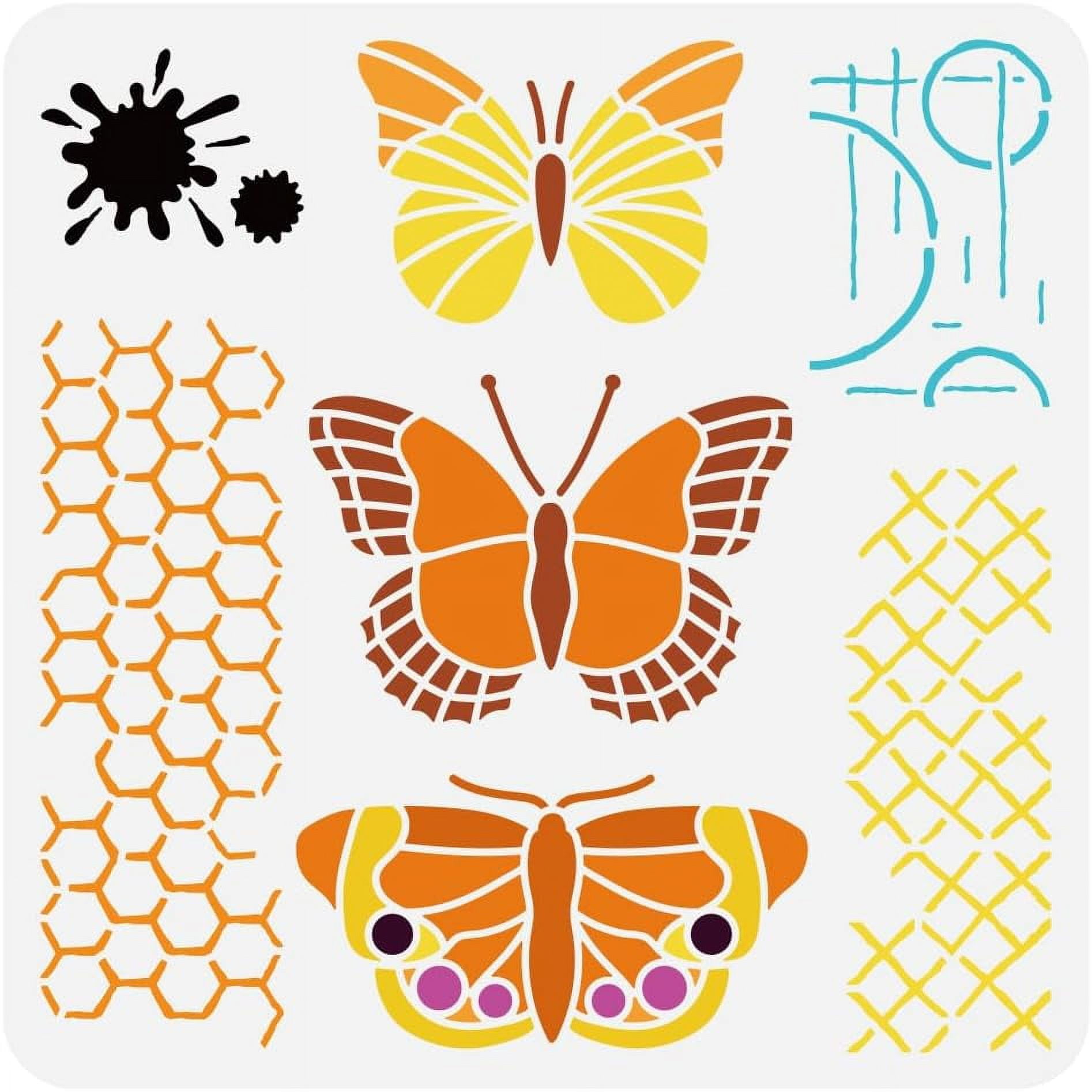 Butterfly Texture Painting Stencil 11.8x11.8 inch Butterflies Stencil ...