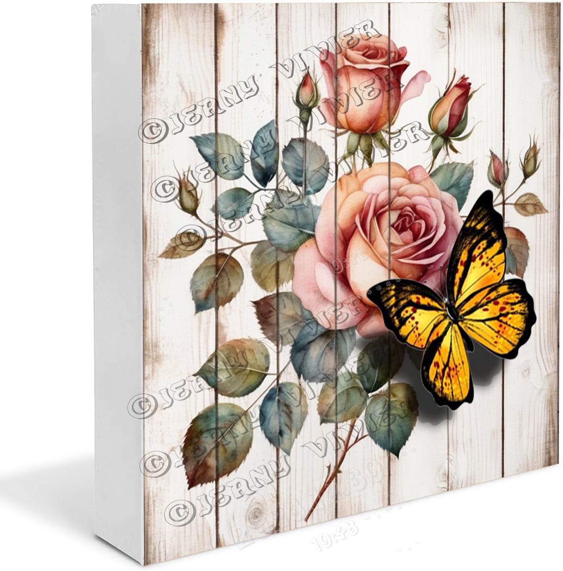 Butterfly on The Rose Rustic Farmhouse Botanical Butterfly Desk Decor ...