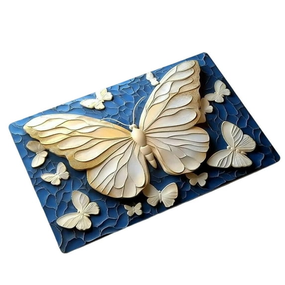 Butterfly Themed Rug - Winter Foyer Decorative Mat, 3D Printed Non-Slip ...