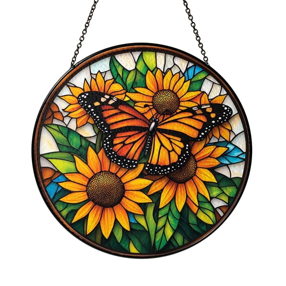 Butterfly Themed Stained Glass Style Suncatcher for Window Decor ...
