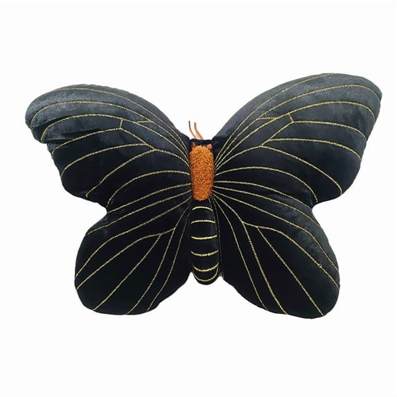Butterfly Throw Pillow, Black Plush, 1 Piece Decorative Cushion, For ...