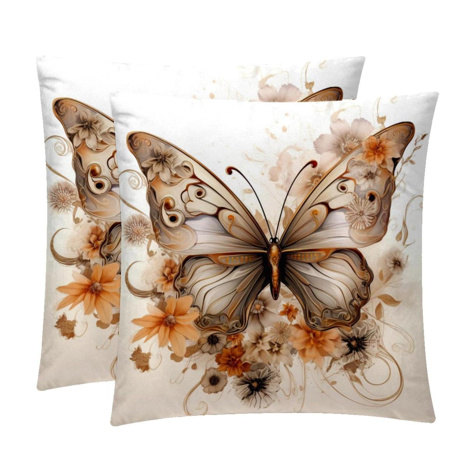 Butterfly Throw Pillows Set of 2 with Unique Patterns Covers ...