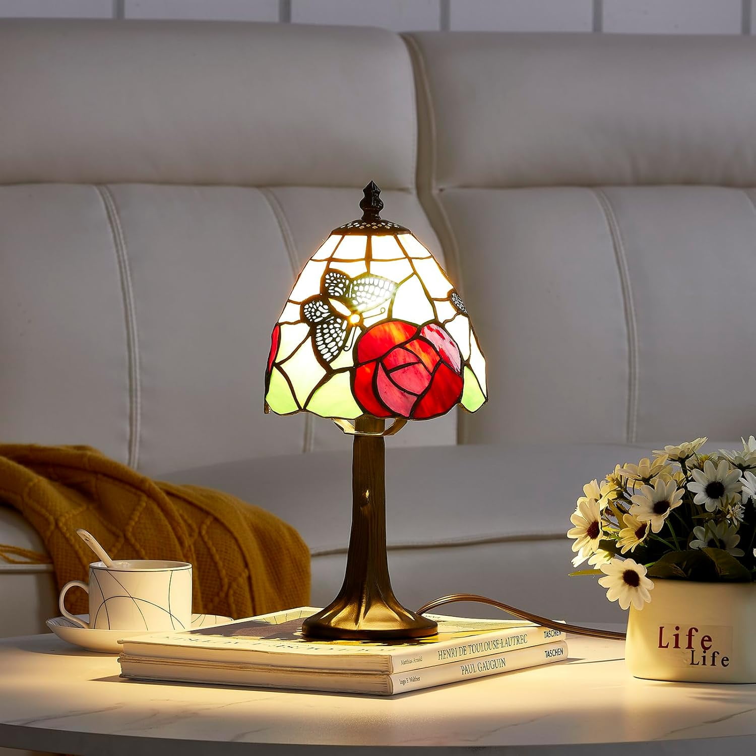 Butterfly Tiffany Style Stained Glass Table Lamp with 6-inch Wide ...