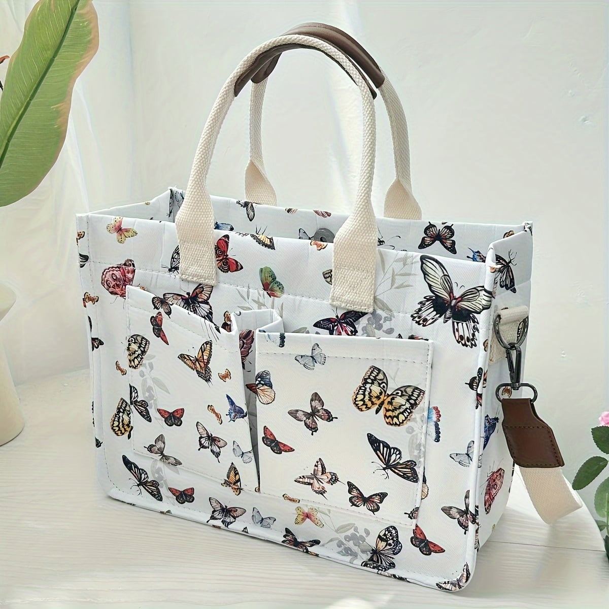 Butterfly Tote Bag For Women Canvas Patched Purse Cute Shoulder Bag ...