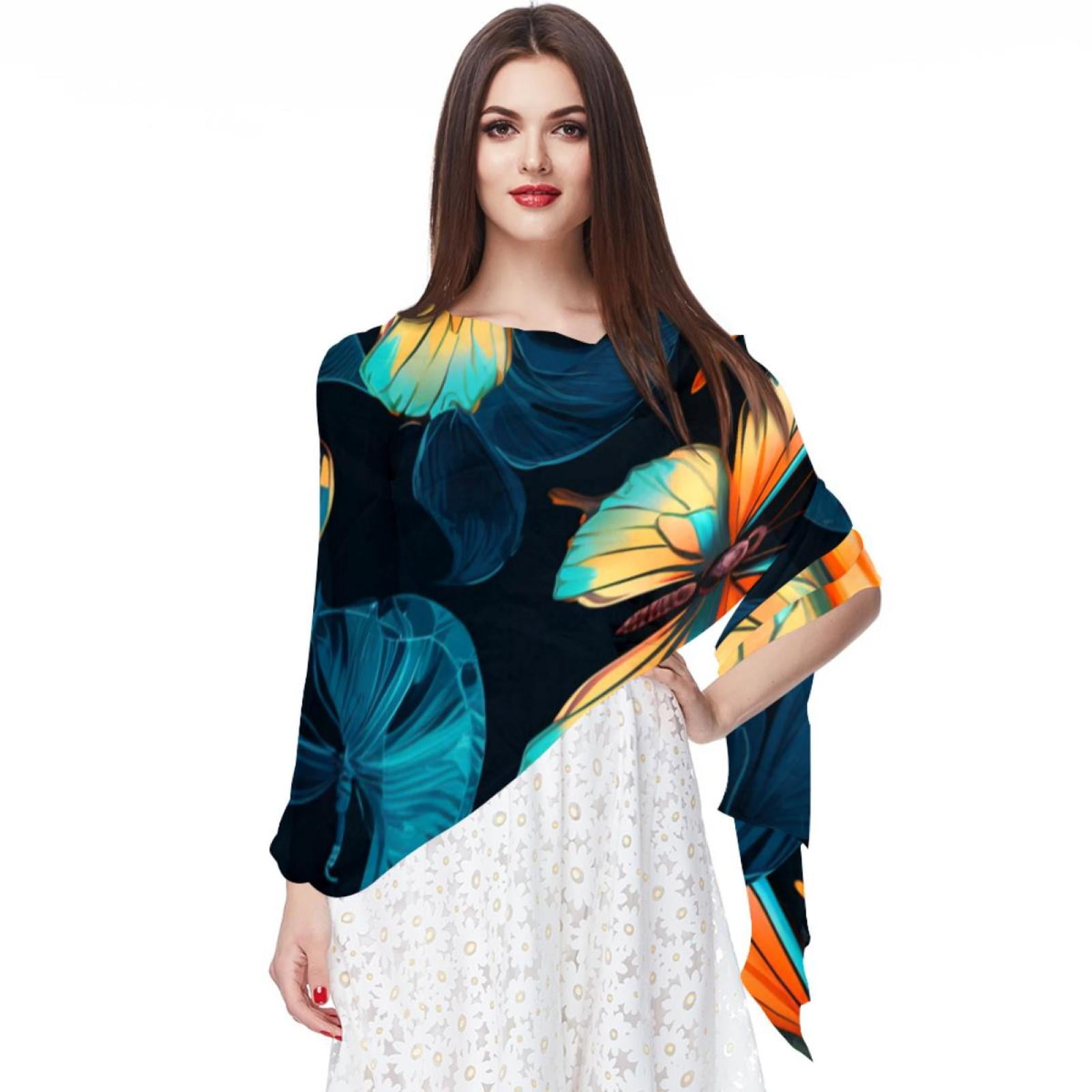 Butterfly Translucent Chiffon Yarn Silk Scarf - Light Breathable ...