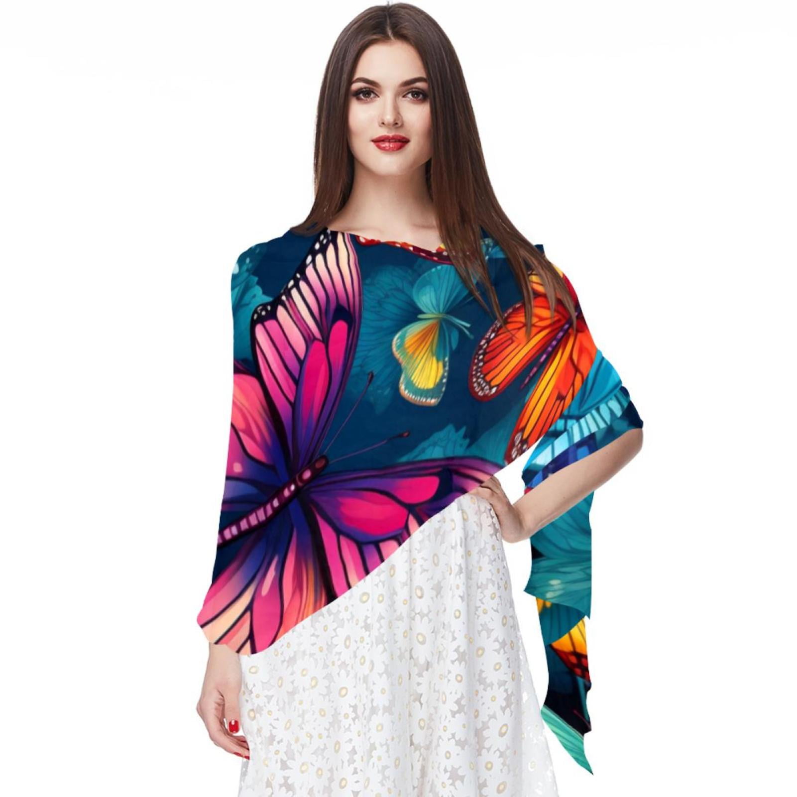Butterfly Translucent Chiffon Yarn Silk Scarf - Light Breathable ...