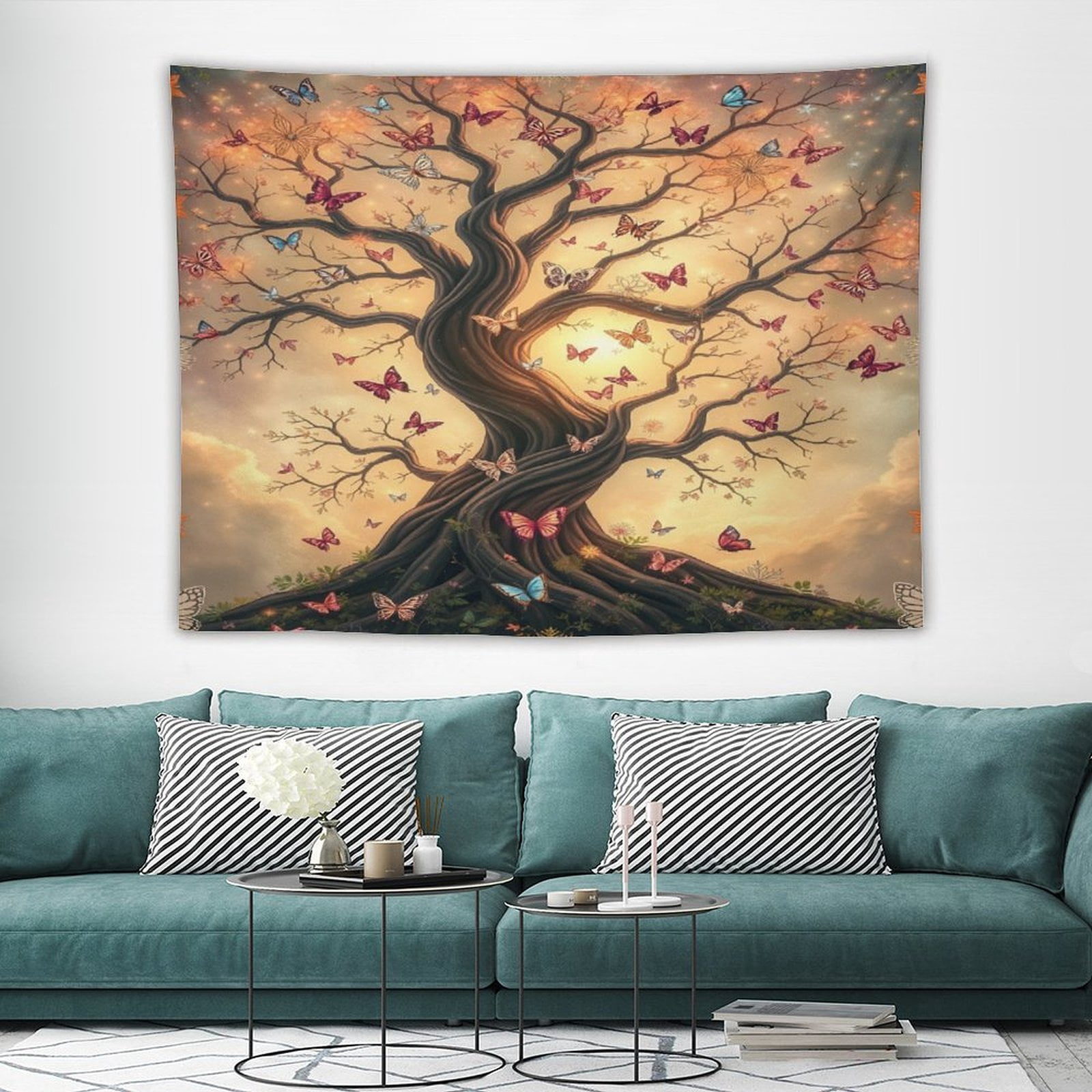 Butterfly Tree Art Wall Tapestry Poster Mall Hanging Background Cloth ...