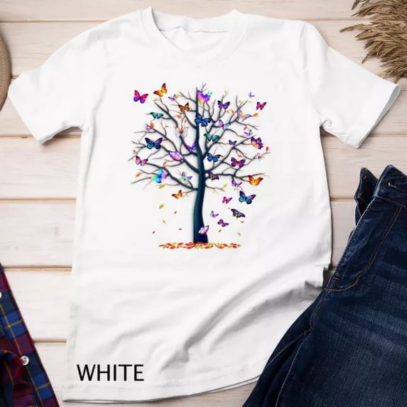 Butterfly Tree Beautiful Unisex T-Shirt Birthday Gifts; For Men & Women ...