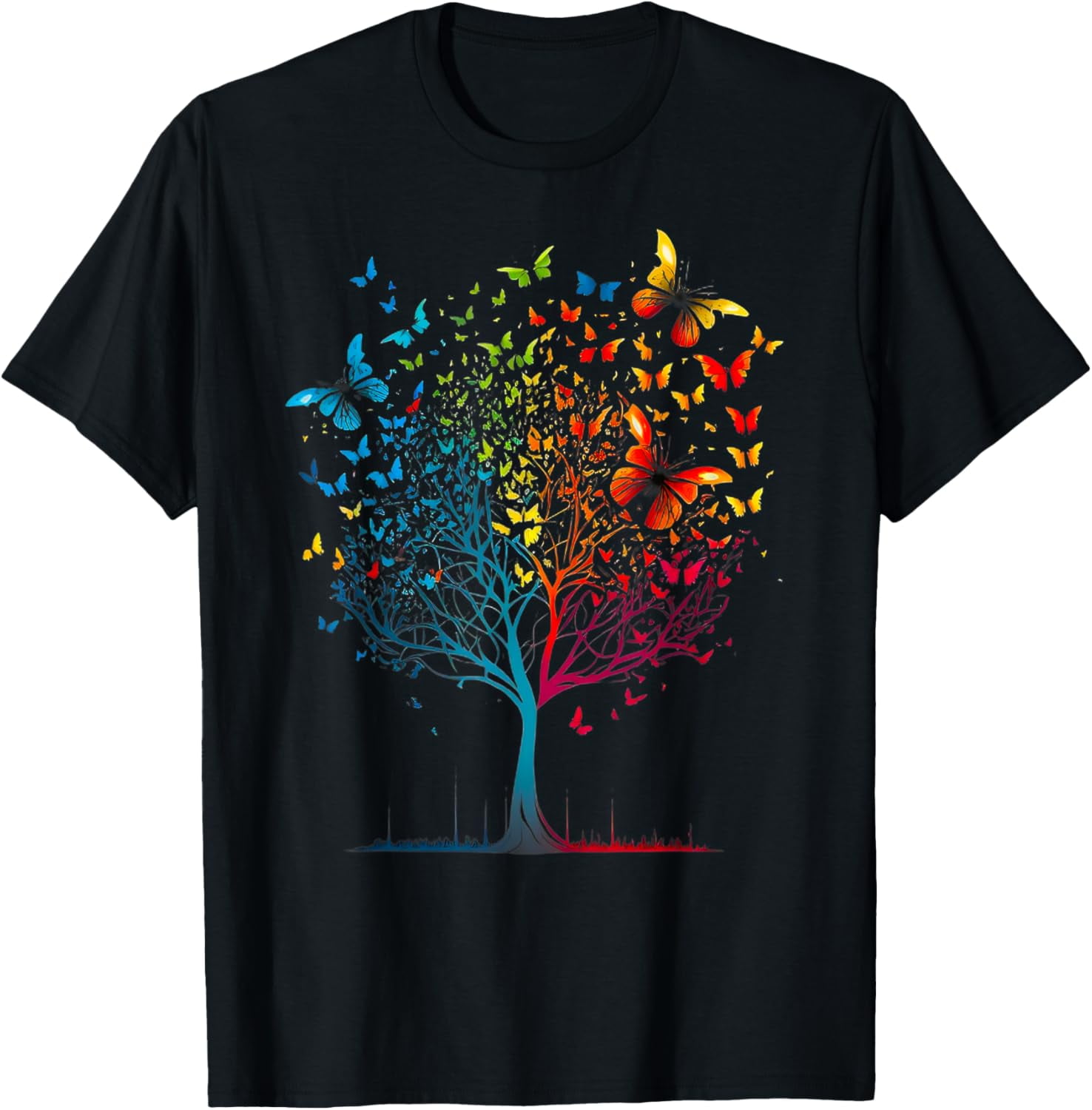 Butterfly Tree Beautiful Women Men Kids Graphic T-ShirtMen's and women's gift, black and white T ...
