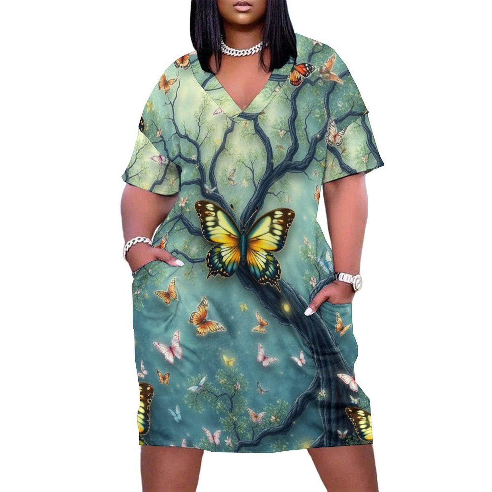 Butterfly Tree Fantasy Loose Pocket Dress Women"s Skirt Dresses Summer Long Dress Woman ...