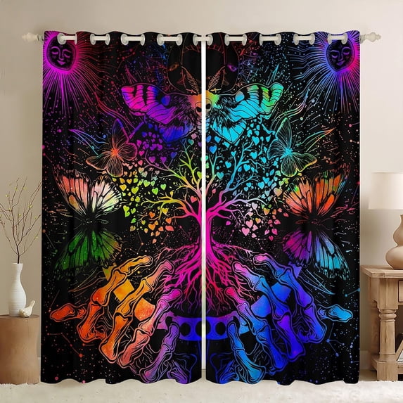 Butterfly Tree of Life Sun Moon Blackout Curtains 84Wx63L, Celestial ...